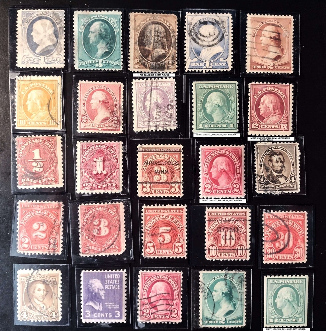 Old US Postage Stamps, 1800s-1960s, Mix of 75 Used and Unused, FREE ...