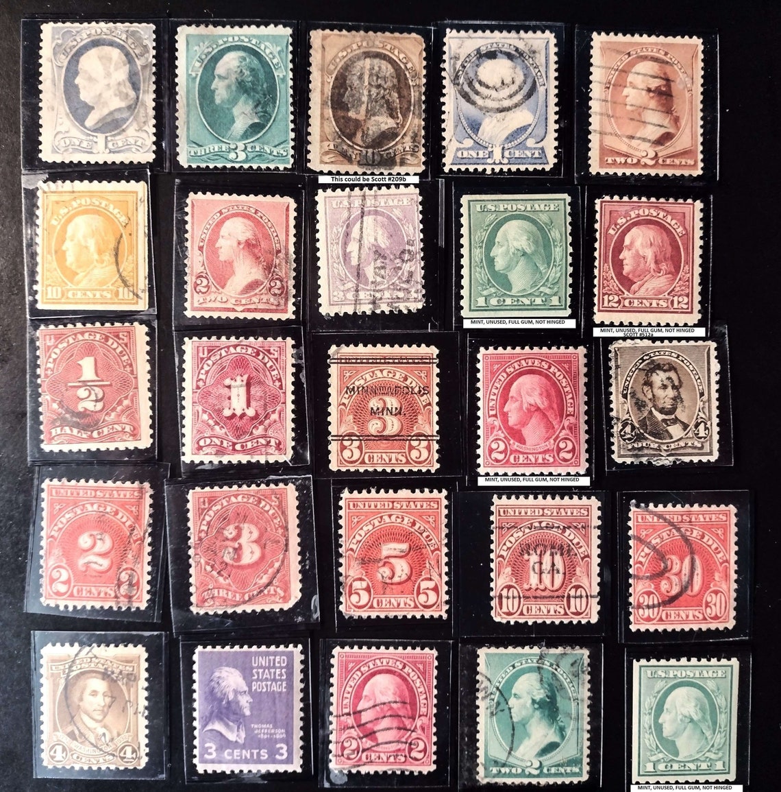 Old US Postage Stamps, 1800s-1960s, Mix of 75 Used and Unused, FREE ...