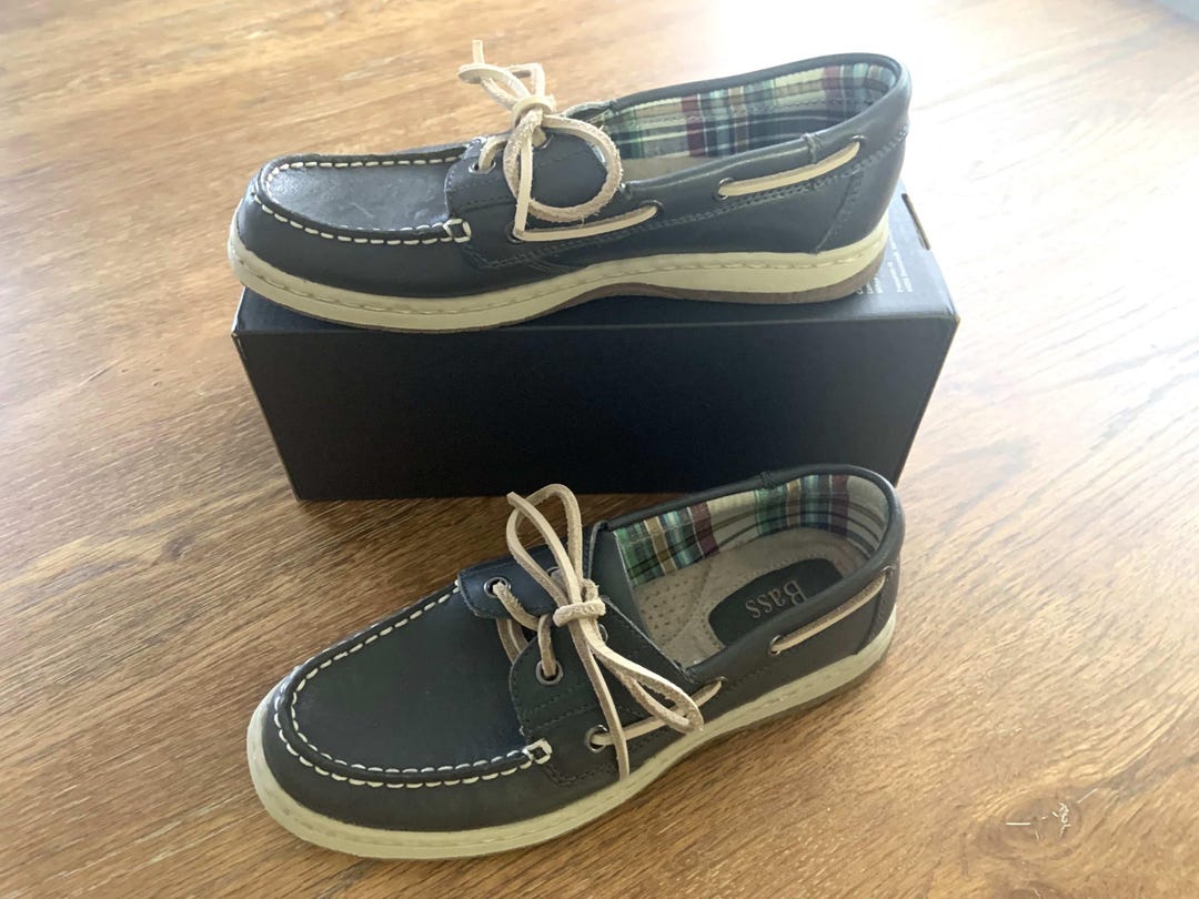 Vintage 1990s GH Bass & Co Leather Boat Shoes for Women Navy Shoes ...