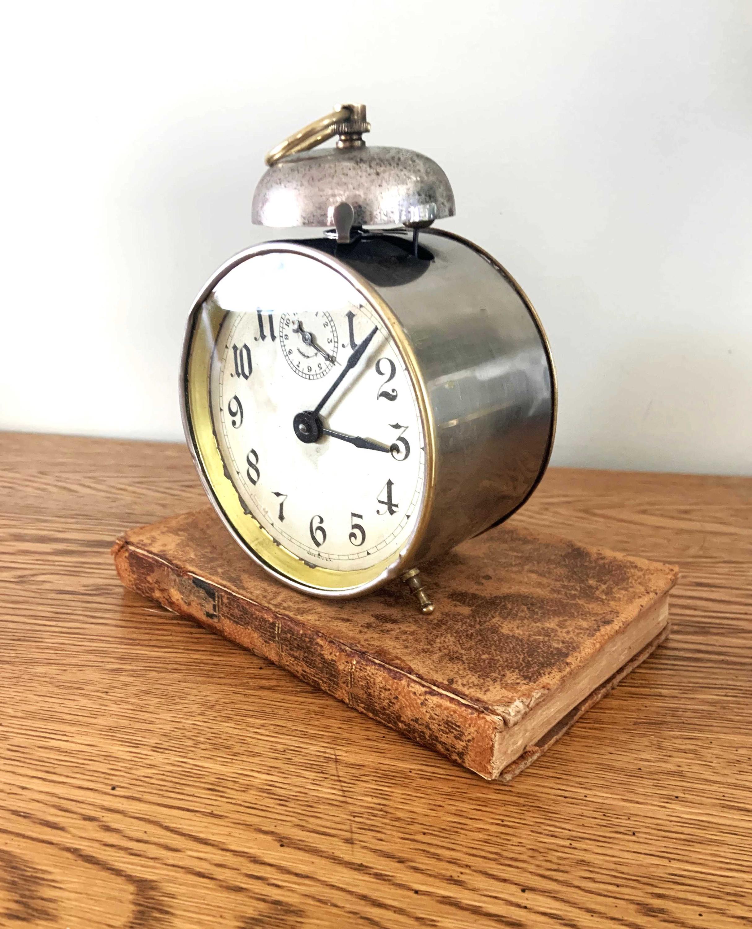 Antique Peg Leg Alarm Clock Early 1900s, Vintage Mechanical Wind up ...
