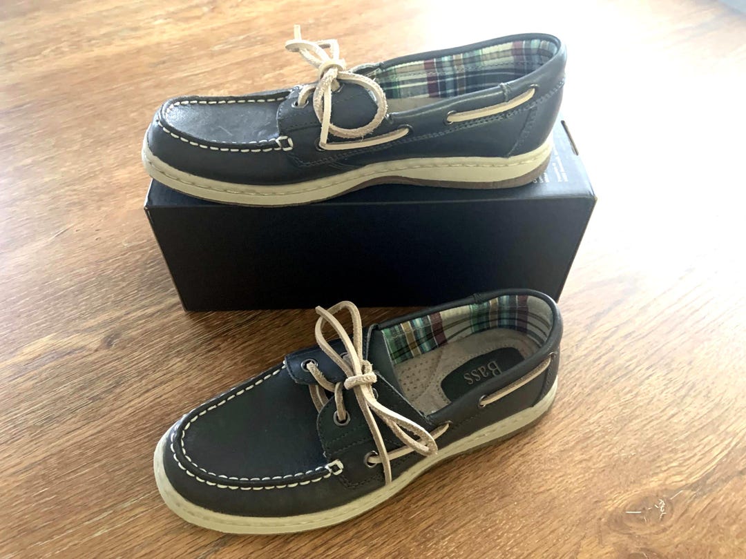 Vintage 1990s GH Bass & Co Leather Boat Shoes for Women Navy Shoes ...