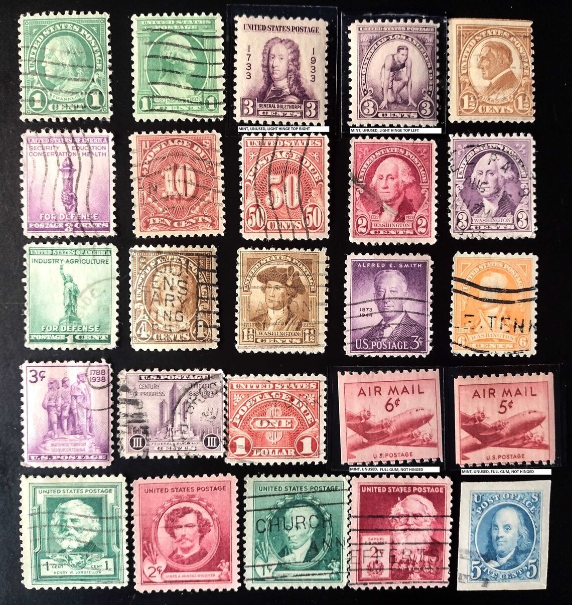 Old US Postage Stamps, 1800s-1960s, Mix of 75 Used and Unused, FREE ...