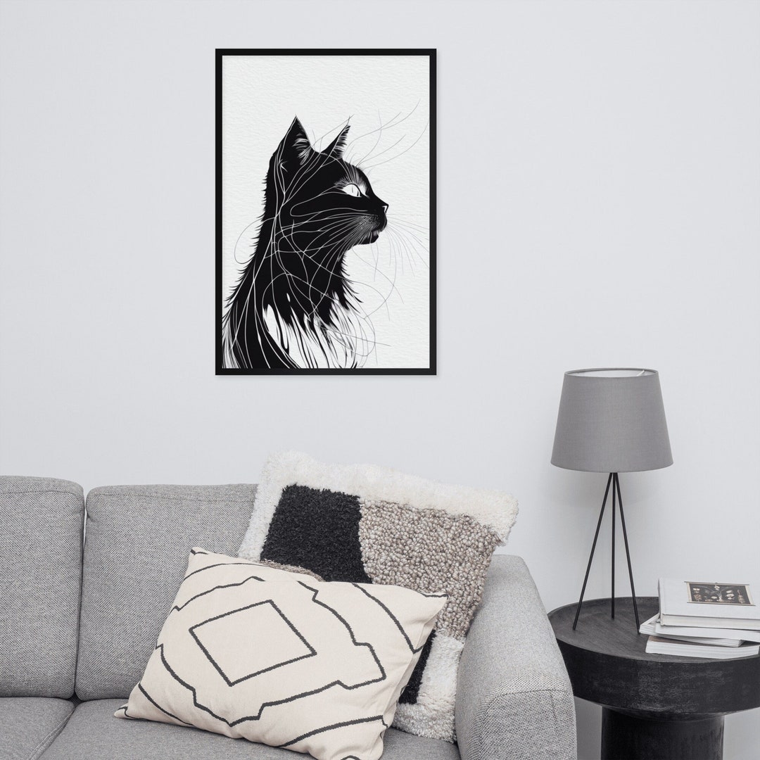 Cat Illustration Line Art of Cat Simplistic Cat Line Art - Etsy