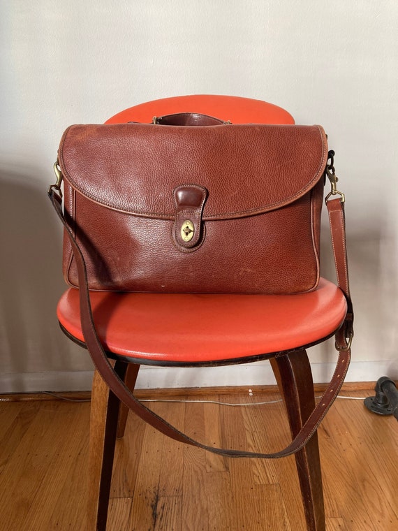 COACH Tan Leather Briefcase Vintage Laptop Messenger … - Gem