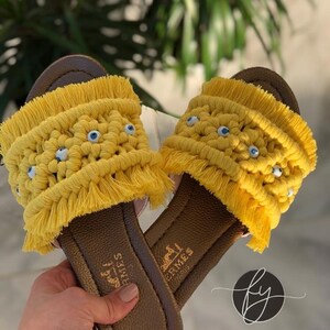 Evil Eye Ethnic Macrame Slippers Handmade Macramé Sandals - Etsy
