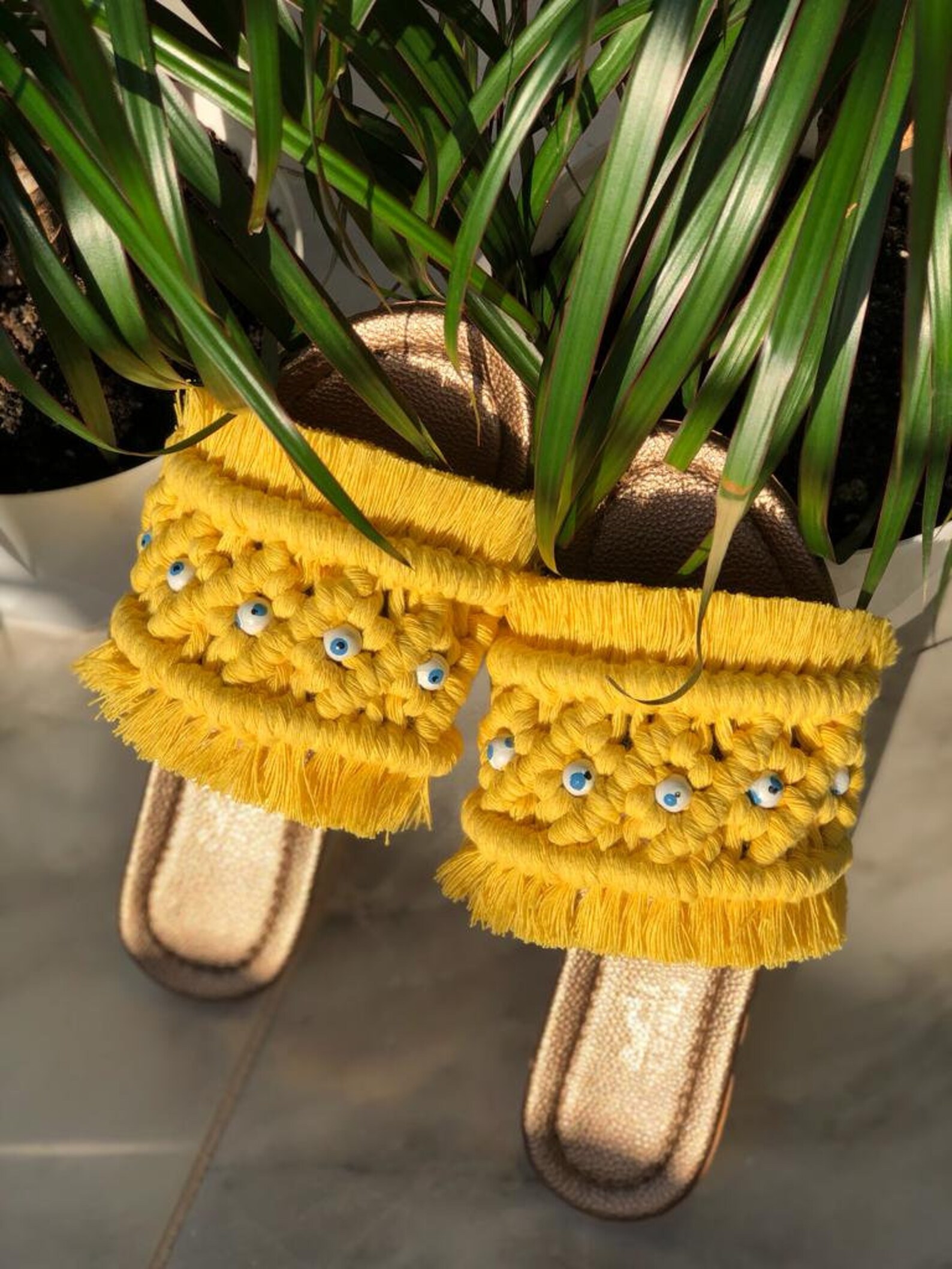 Evil Eye Ethnic Macrame Slippers Handmade Macramé Sandals - Etsy