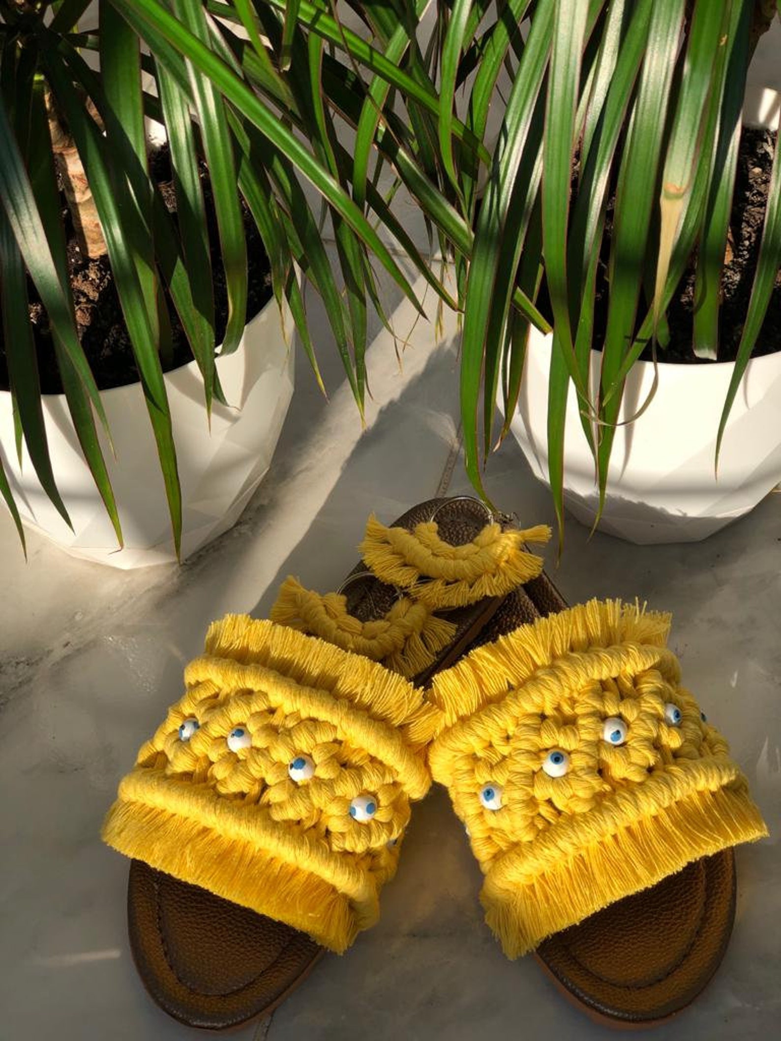 Evil Eye Ethnic Macrame Slippers Handmade Macramé Sandals - Etsy