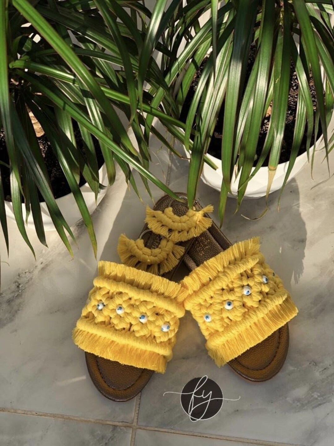 Evil Eye Ethnic Macrame Slippers Handmade Macramé Sandals - Etsy