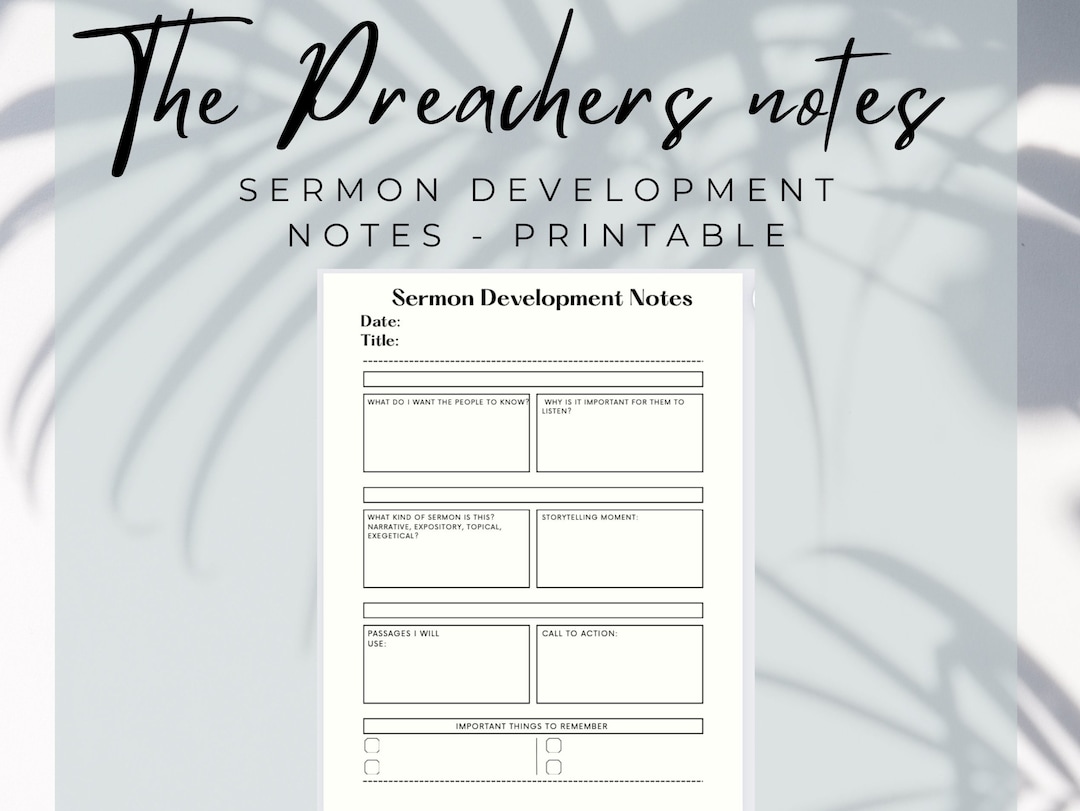 The Preachers Notes - Sermon Development Notes Printable - Etsy