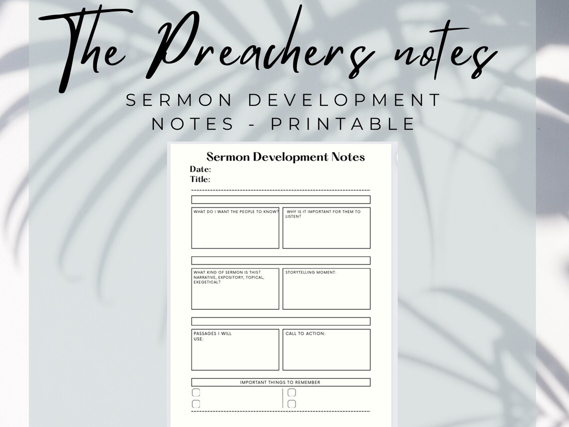 The Preachers Notes - Sermon Development Notes Printable - Etsy