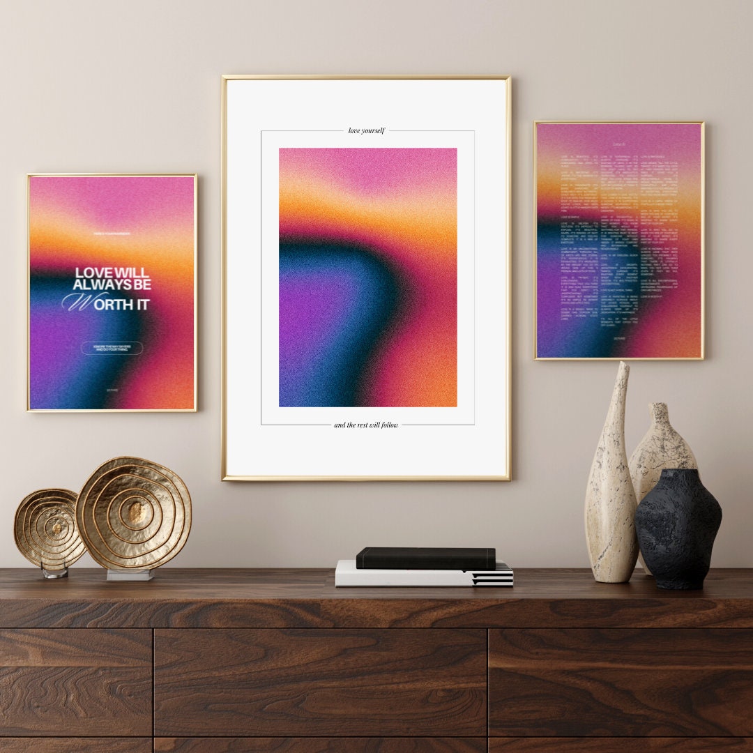 Set of 3 Trendy Aesthetic Aura Posters Gallery Wall Set, Digital Print ...