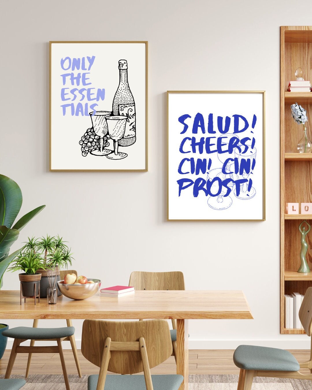 Set of 2 WINE NIGHT POSTER Digital Download Bar Cart Art - Etsy