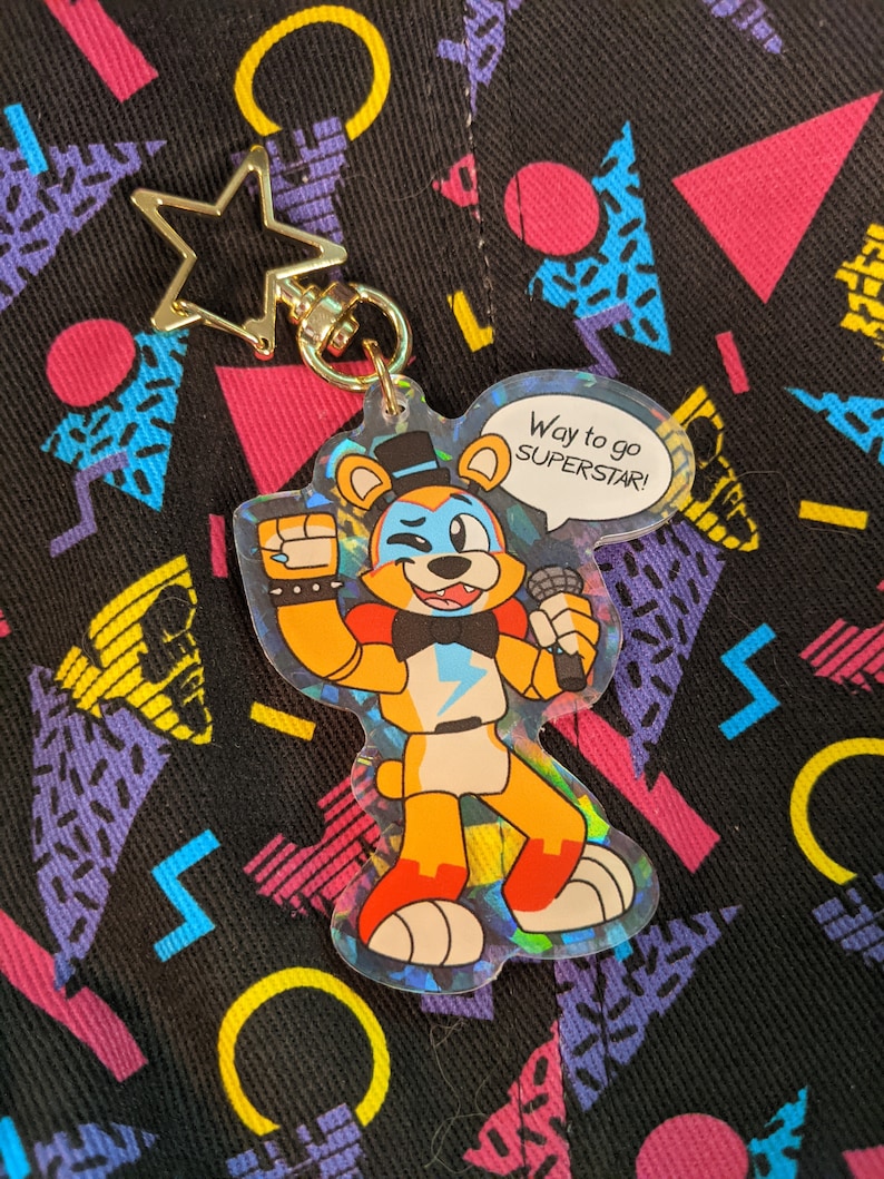 FNAF Glamrock Freddy Acrylic Keychain Charm - Etsy