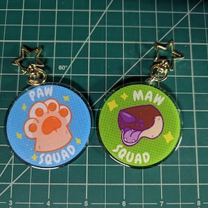 Paws Vs Maws Glitter Acrylic Keychain Charms - Etsy