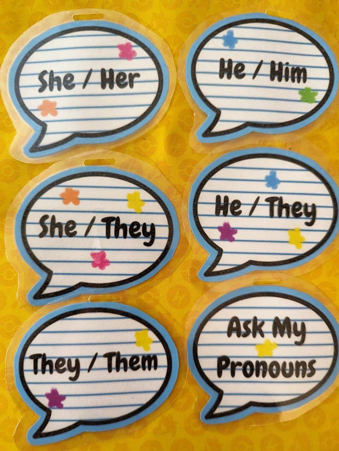 Pronoun Bubble Badges - Etsy