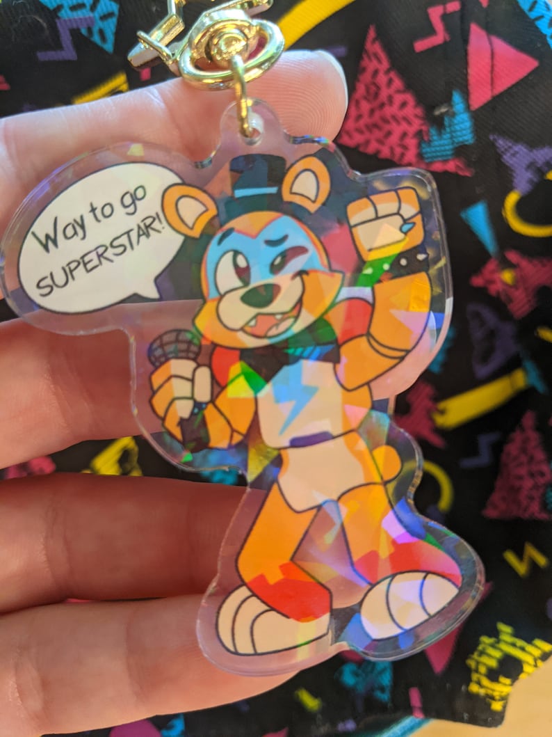FNAF Glamrock Freddy Acrylic Keychain Charm - Etsy