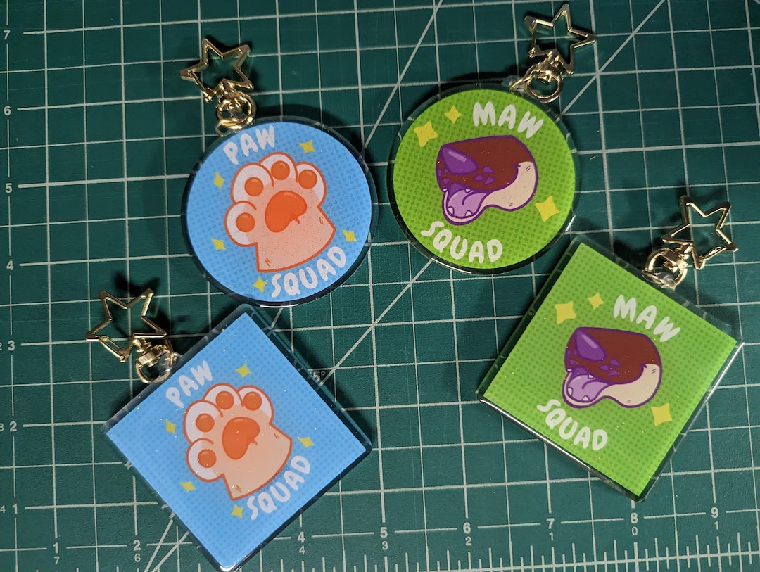 Paws Vs Maws Glitter Acrylic Keychain Charms - Etsy