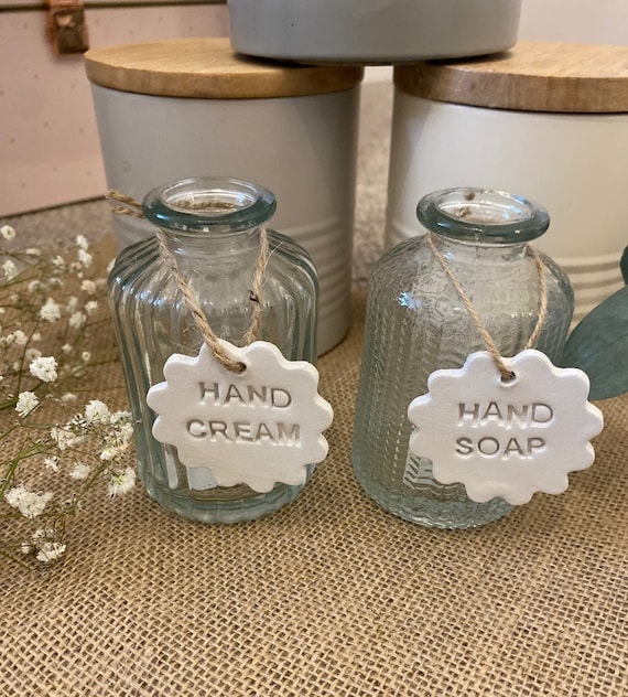 Clay Bathroom Tags Scolloped Edge Tag Hand Soap Label Hand - Etsy