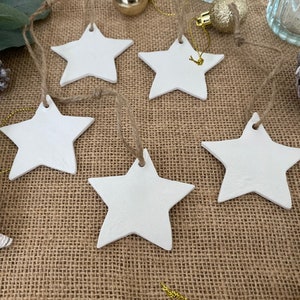 Set of 5 Plain White Star Clay Decoration | Christmas Decoration ...