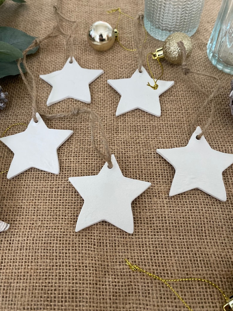 Set of 5 Plain White Star Clay Decoration Christmas - Etsy