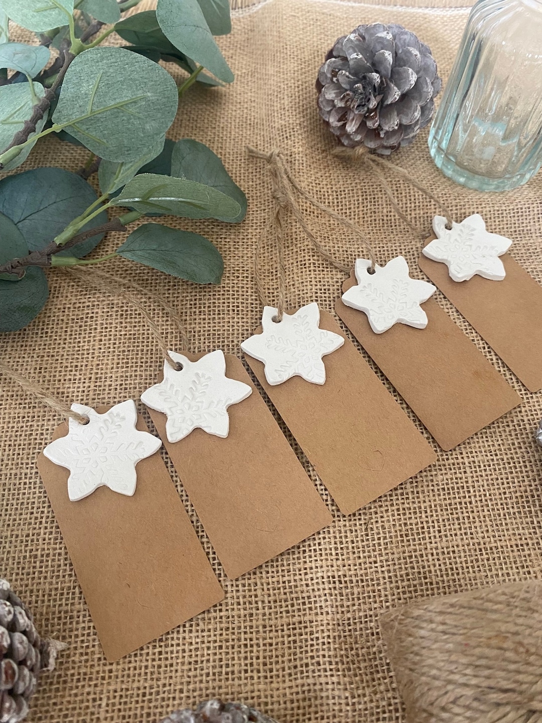 Set of 5 Snowflake Gift Tags / Star Wedding Favour / Christmas Gifts ...