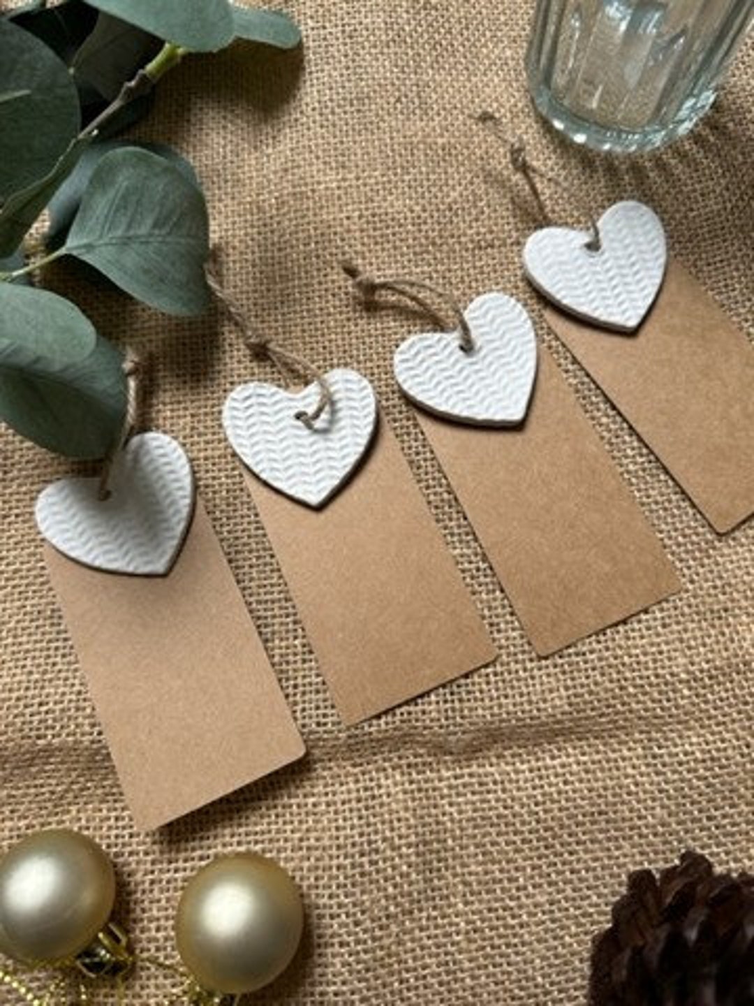 Set of 4 Heart Gift Tags / Heart Wedding Favour / Christmas - Etsy