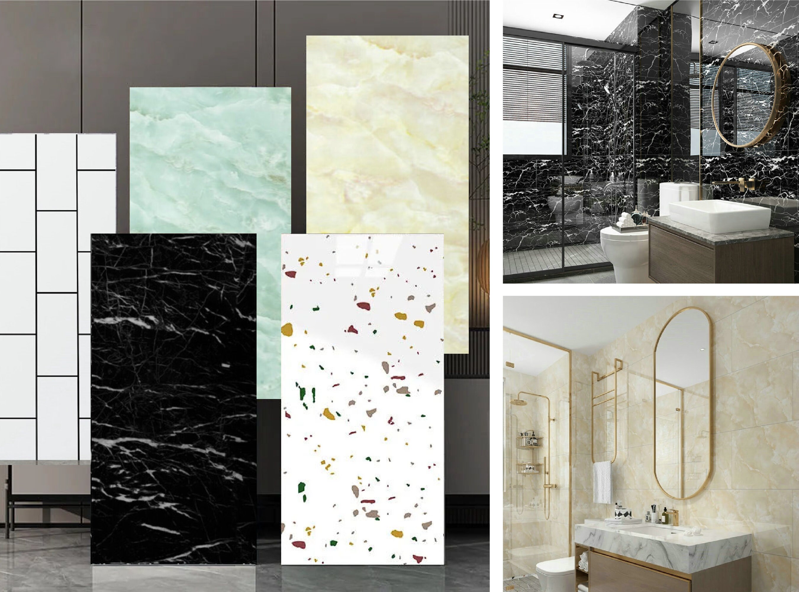 10 Marble Elegance Peel & Stick Tiles: Glossy, Waterproof, Easy ...