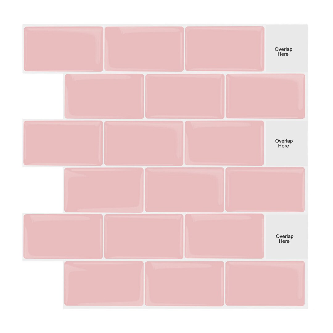 10 PCS Pink Metro Subway Tile Stickers, 3D Crystal Peel & Stick Tiles ...