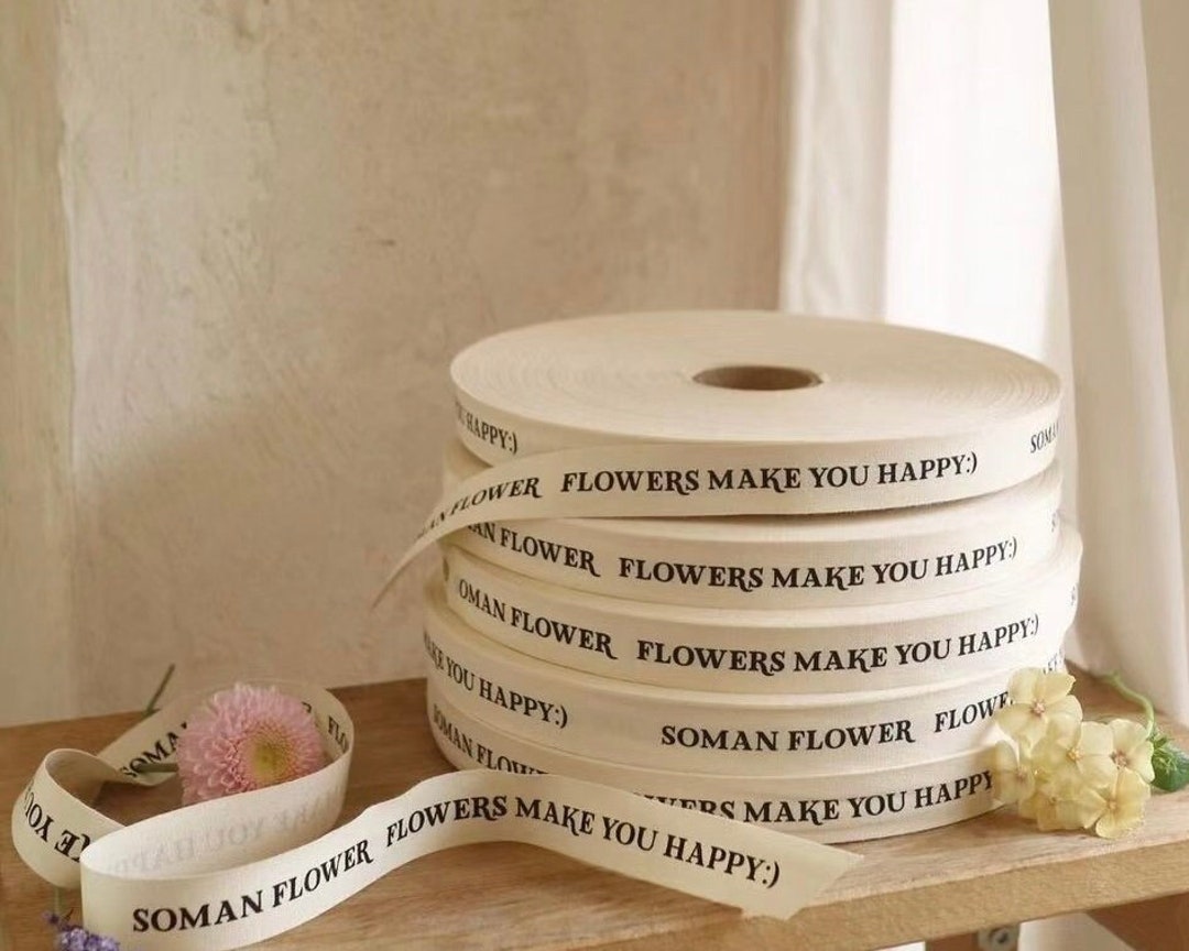 100 Yards Custom Print Cotton Ribbon: High-quality Personalized ...