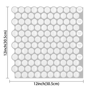 10 PCS White With Gray Gaps Penny Tile Stickers, 3D Crystal Peel ...