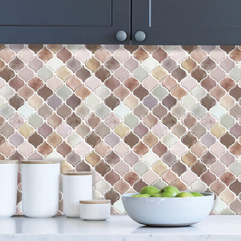 10 PCS Beige Tone Mosaik Tile Stickers, 3D Crystal Peel & Stick Tiles ...
