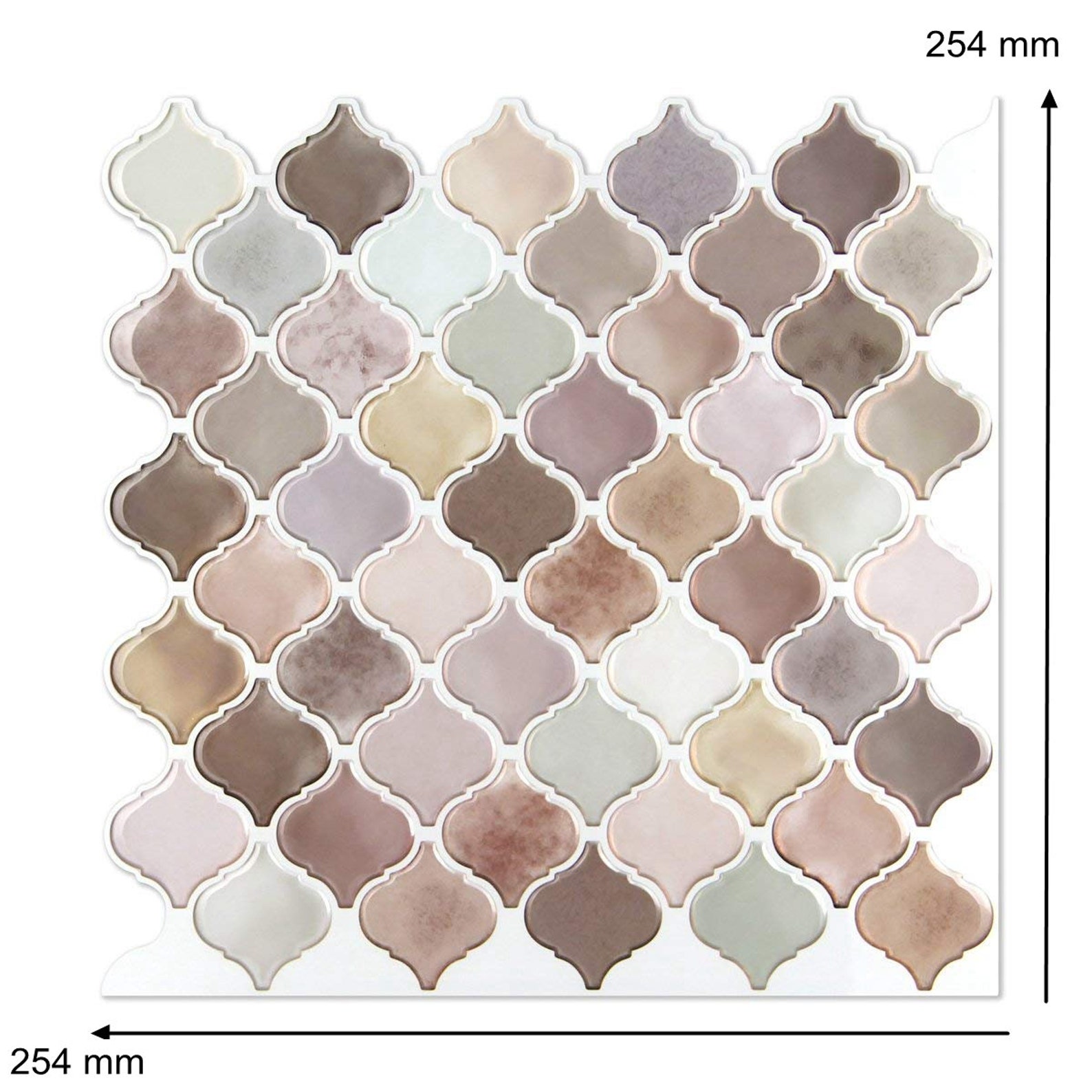 10 PCS Beige Tone Mosaik Tile Stickers, 3D Crystal Peel & Stick Tiles ...