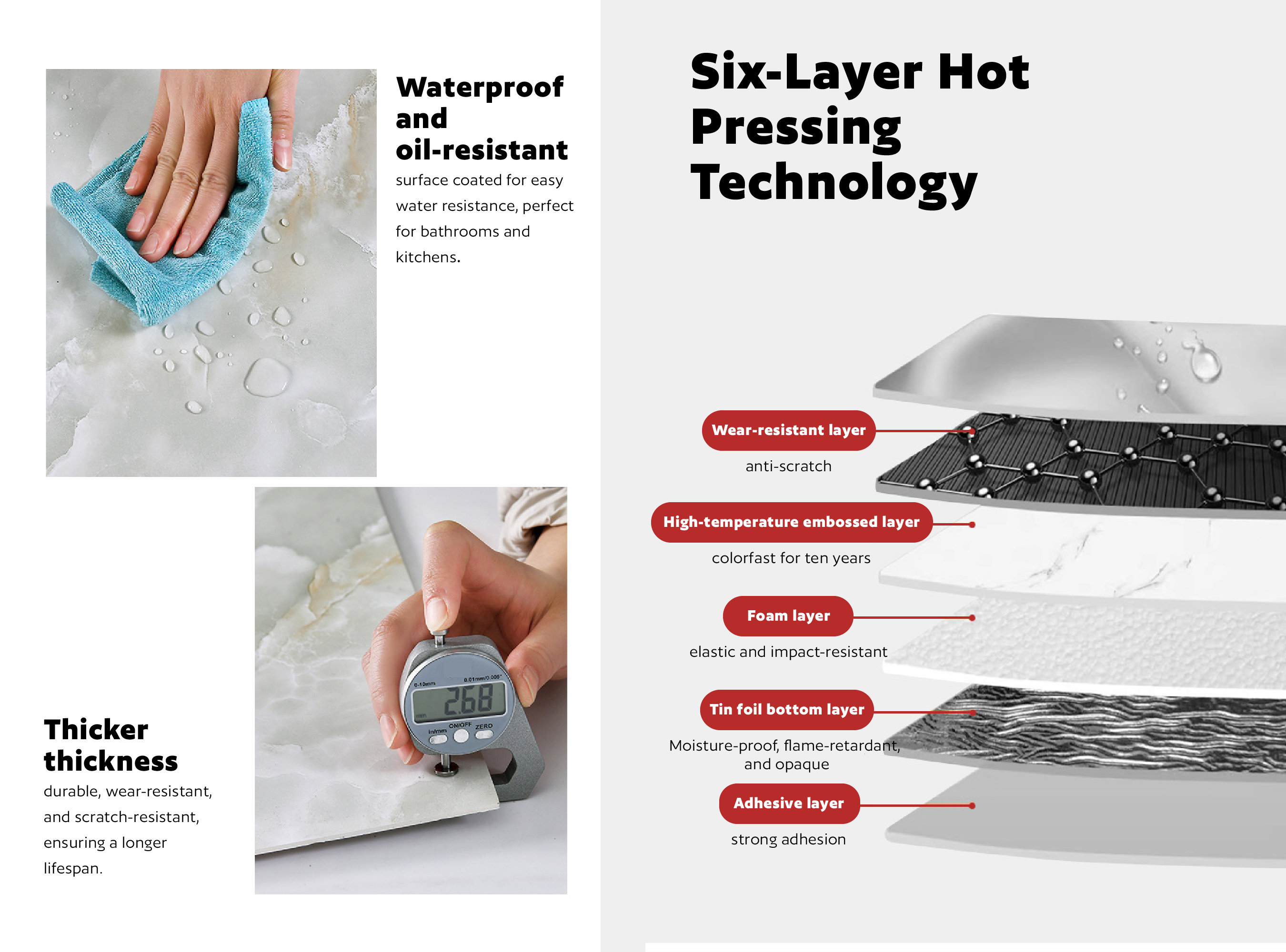 10 Gray Tones Marble Elegance Peel & Stick Tiles: Glossy, Waterproof ...