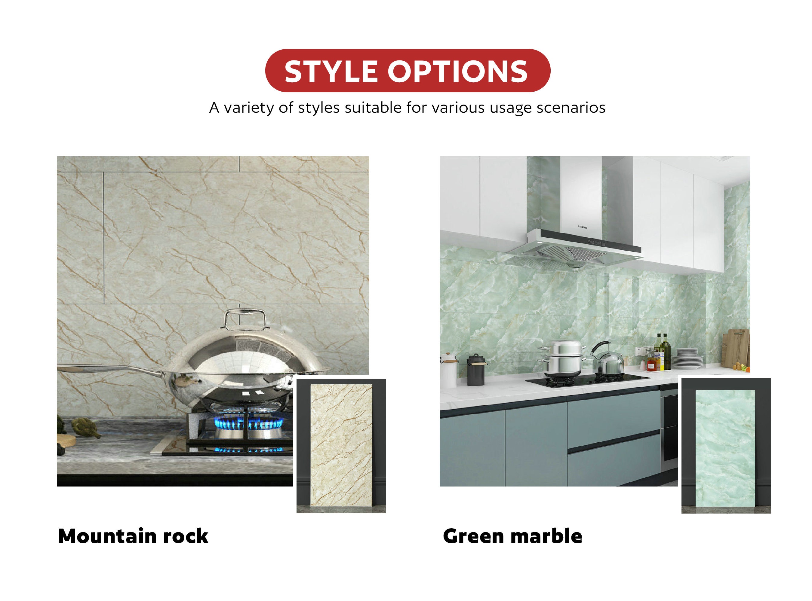 10 Marble Elegance Peel & Stick Tiles: Glossy, Waterproof, Easy ...