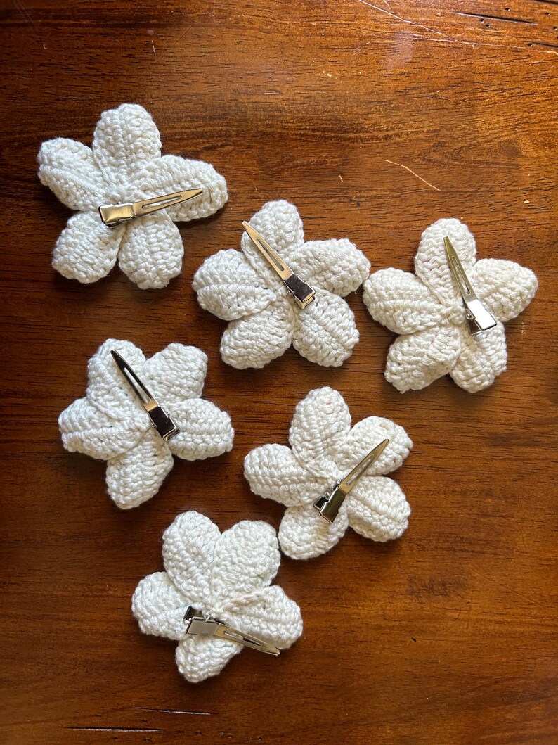 Handmade Crochet Plumeria Hair Clip - Etsy