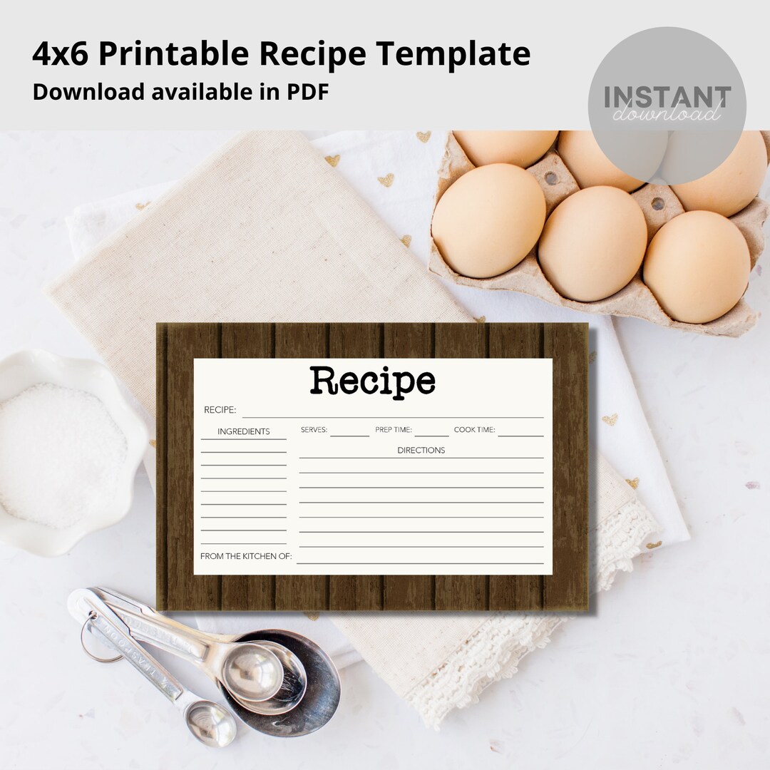 Plantilla de receta imprimible I Tarjeta de receta imprimible I ...