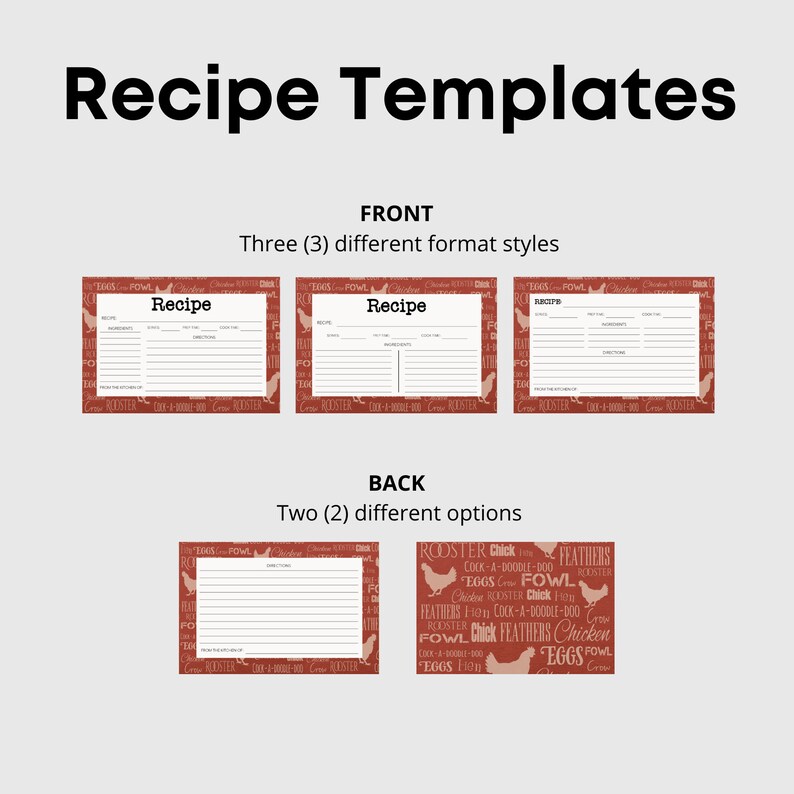 Recipe Card Bundle Printable Recipe Cards Recipe PDF Recipe | Etsy