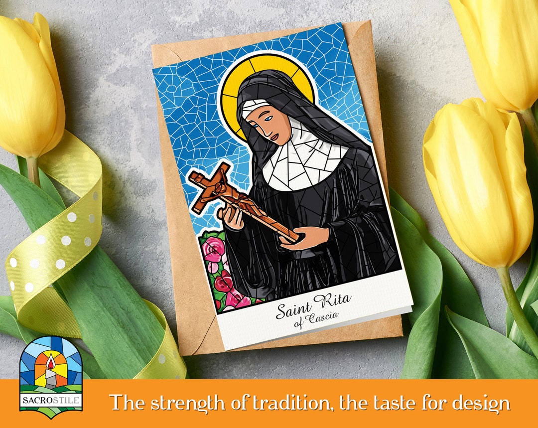 St Rita Greeting Card, Printable Saint Card, Catholic Printable ...