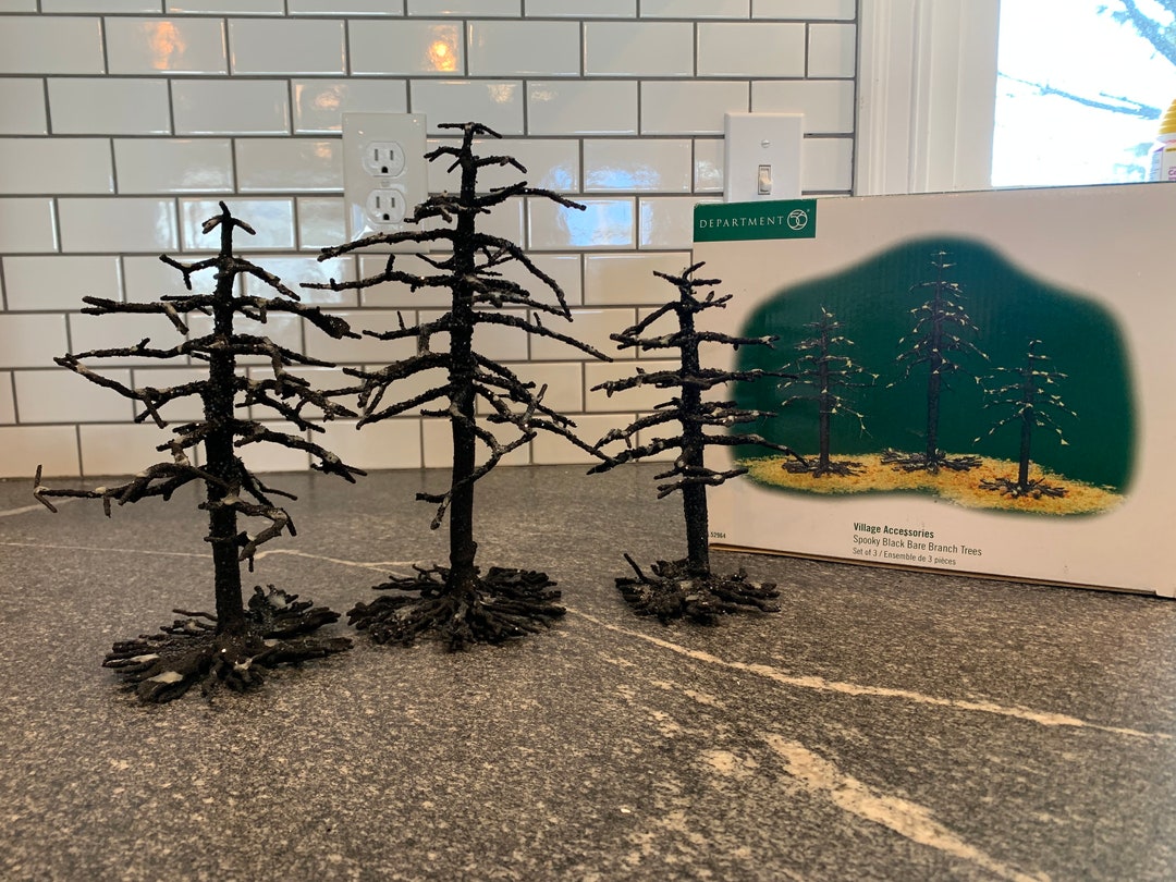 Dept 56: Spooky Black Bare Branch Trees, Original Snow Village ...