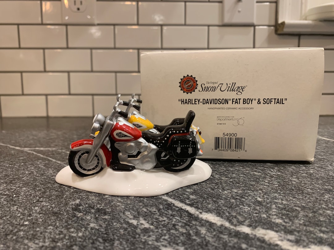 Dept 56: Harley-davidson Fat Boy & Softail, Original Snow Village ...