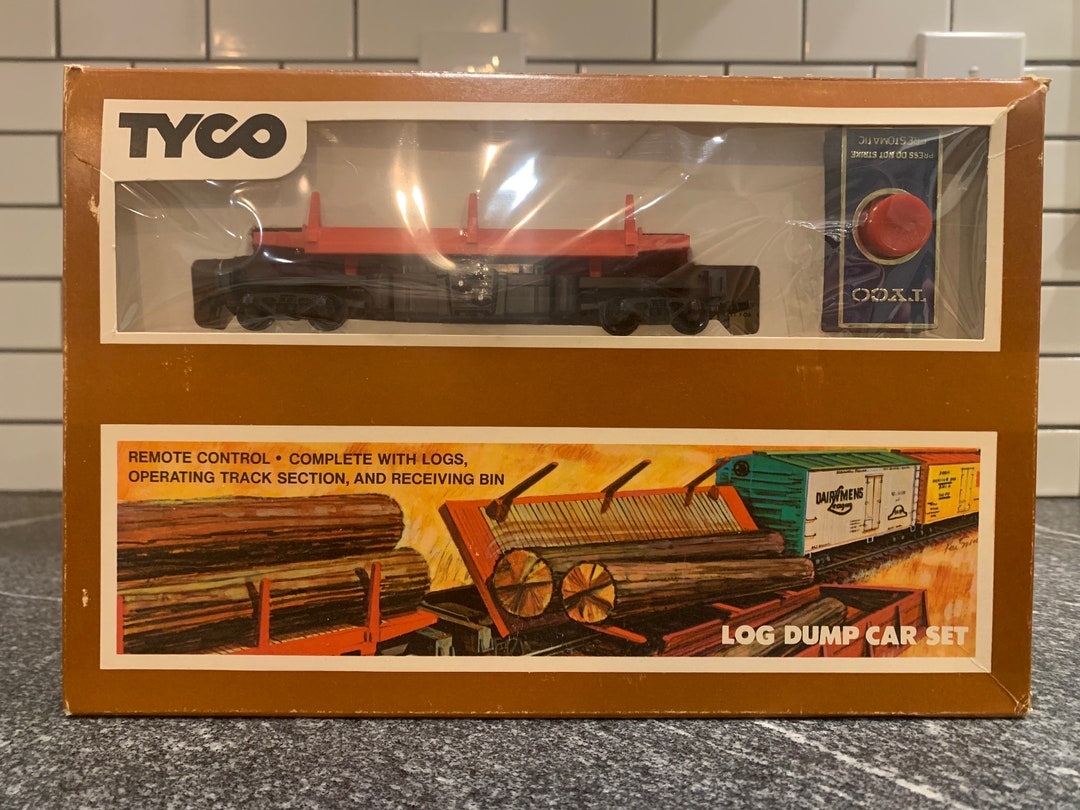 TYCO Log Dump Car Set Vintage HO Scale Model Train Complete With Logs ...