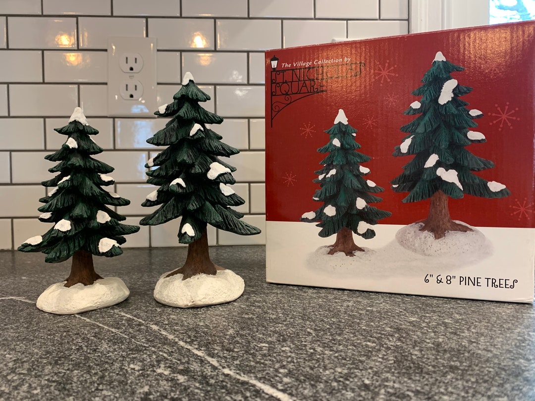 St. Nicholas Square: Set of 6" & 8" Pine Trees, Festive Holiday Decor ...