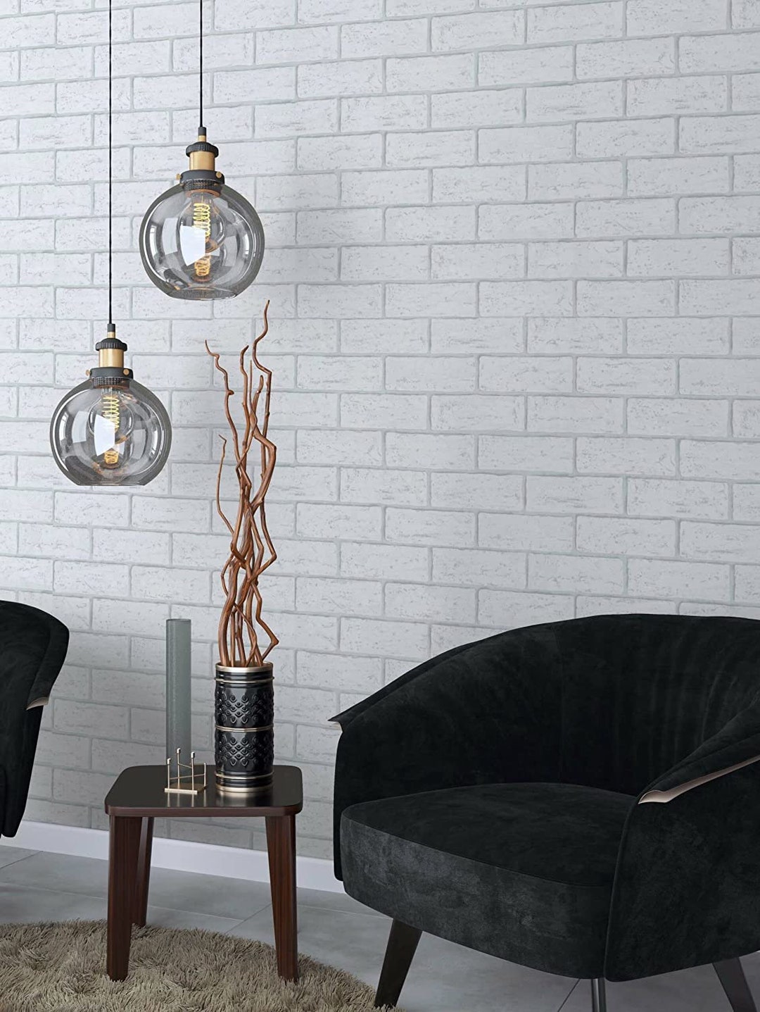 Stone Wallpaper 3D White Brick Look Brick Effect Rustic Bedroom Living ...