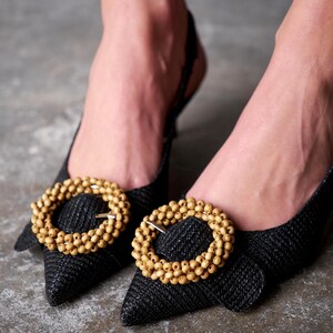 Black Wicker Short Heels,bridal Shoes,wedding Shoe,ankle Strap Heels ...