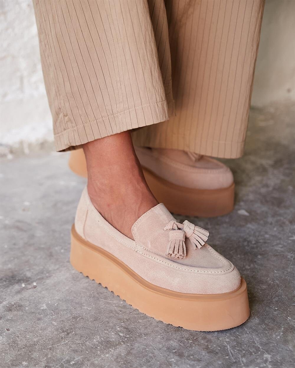 Tan Suede Tekel Tassel Detailed Women's Loafers,tan Suede Women's ...