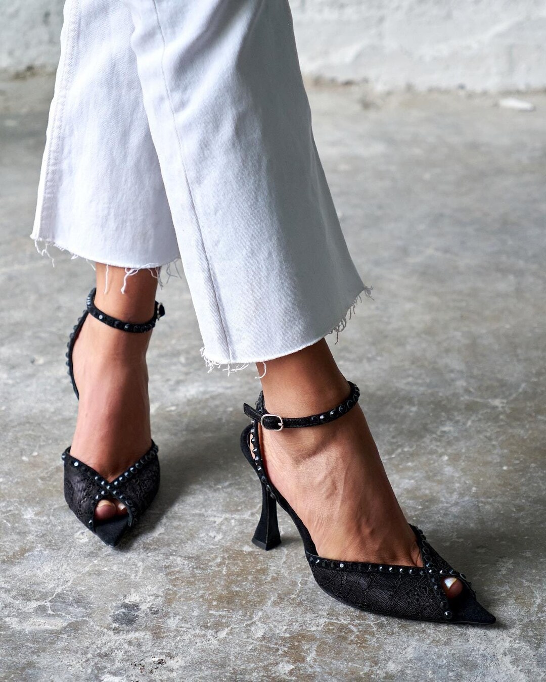 Black High Heels,pointed Toe Heels,ankle Strap Heels,dress Shoes,nigh ...