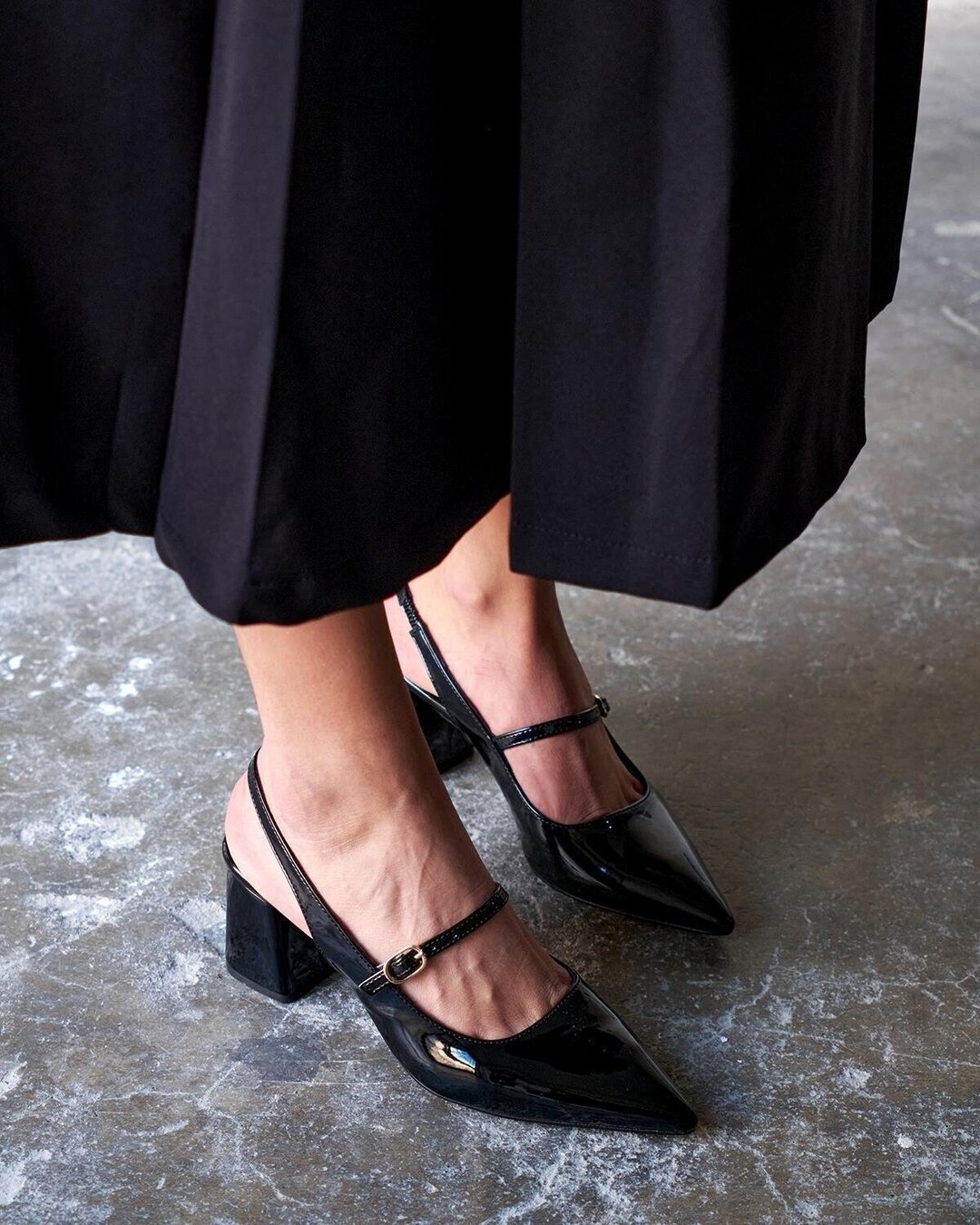 Black Patent Leather Mary Jane Heels,block Heels,leopard-beige Heels ...