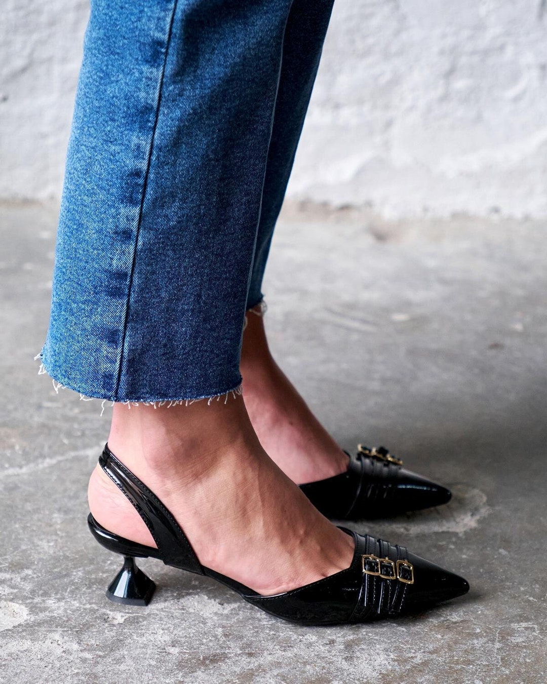 Black Leather Heels Shoe,bridal Shoes,wedding Shoes,short Heels,pink ...