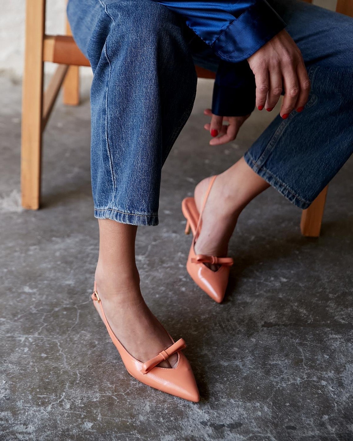 Orange Open Back Stiletto Heels,patent Leather Heels,bridal Shoe ...