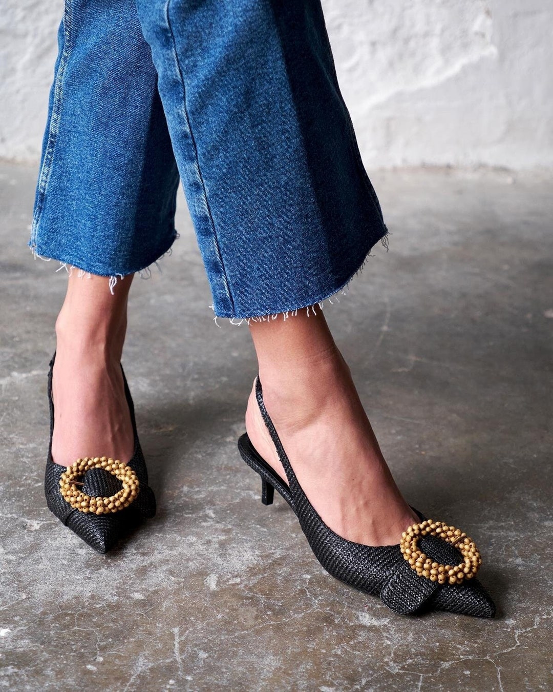 Black Wicker Short Heels,bridal Shoes,wedding Shoe,ankle Strap Heels ...